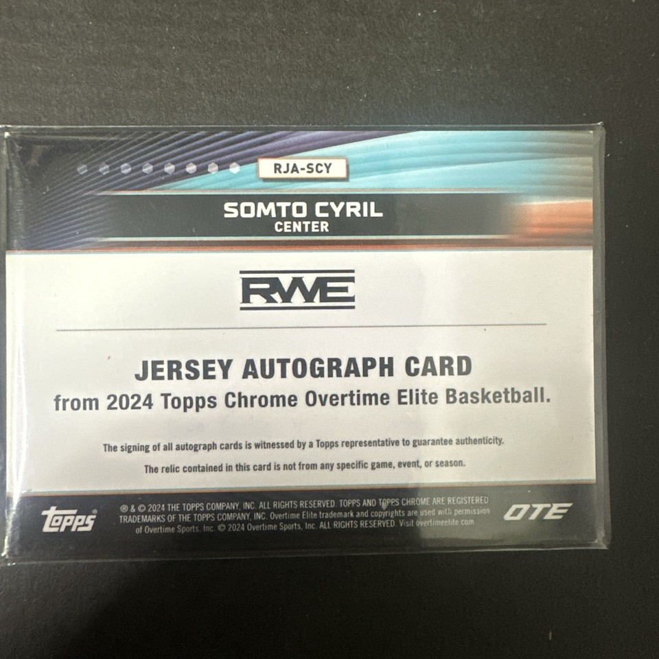 2024 Topps Chrome OTE Somto Cyril RJA-SCY RC Green Auto Jersey ...