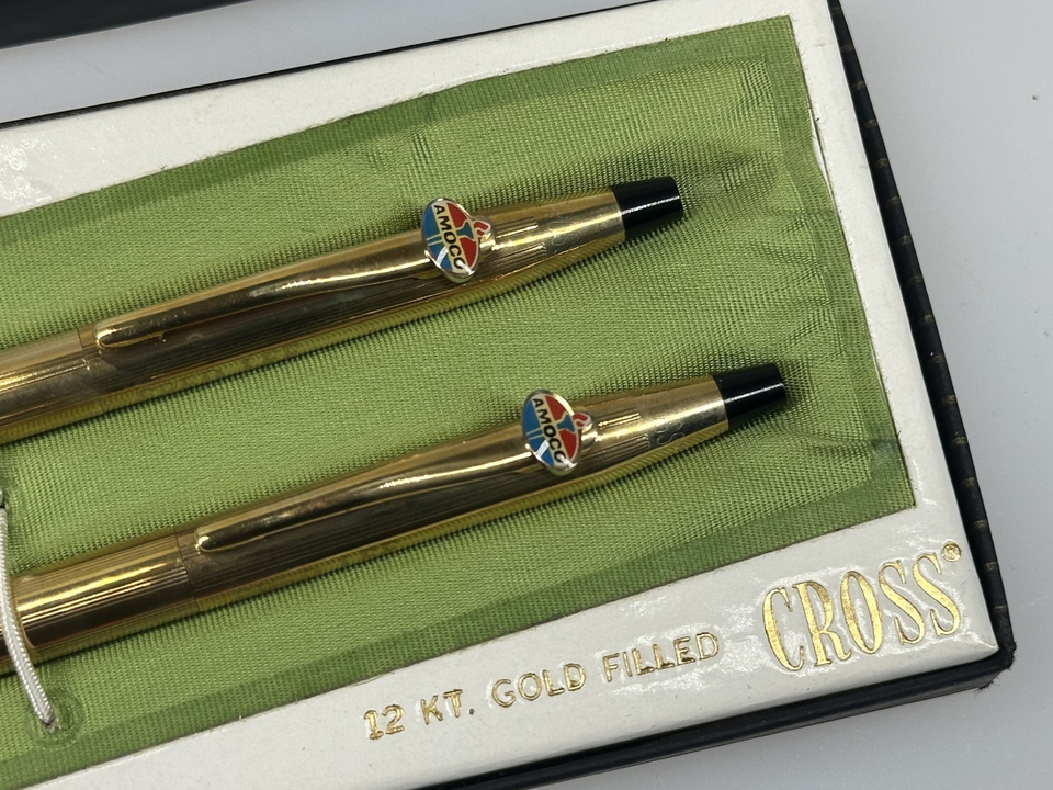 Vintage 12k Gold Filled Cross Pen Pencil Set Standard/AMOCO Oil Gas ...