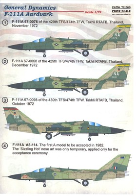 Print Scale Decals 1/72 GENERAL DYNAMICS F-111A AARDVARK | eBay