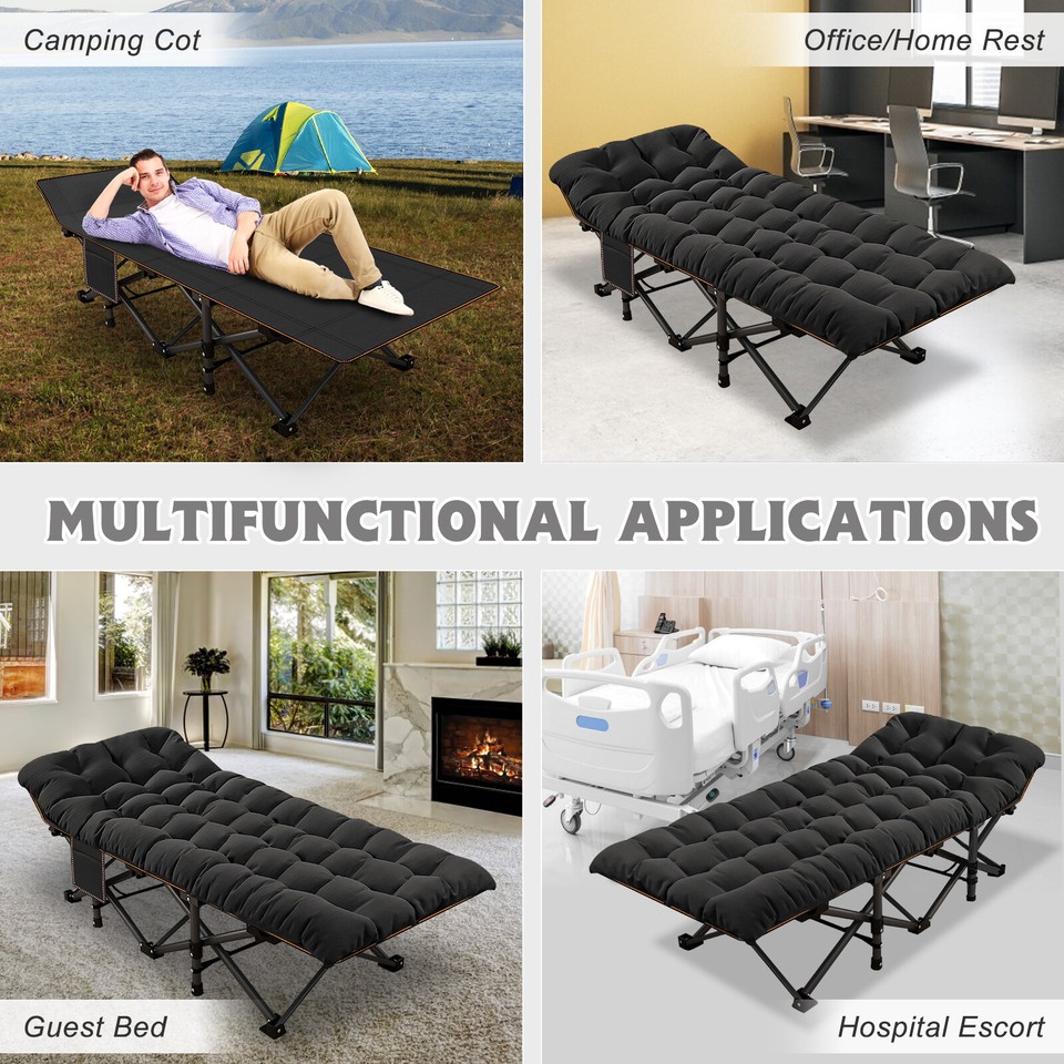 Adults Folding Sleeping Cot Guest Bed Heavy Duty Portable Cots Camping ...
