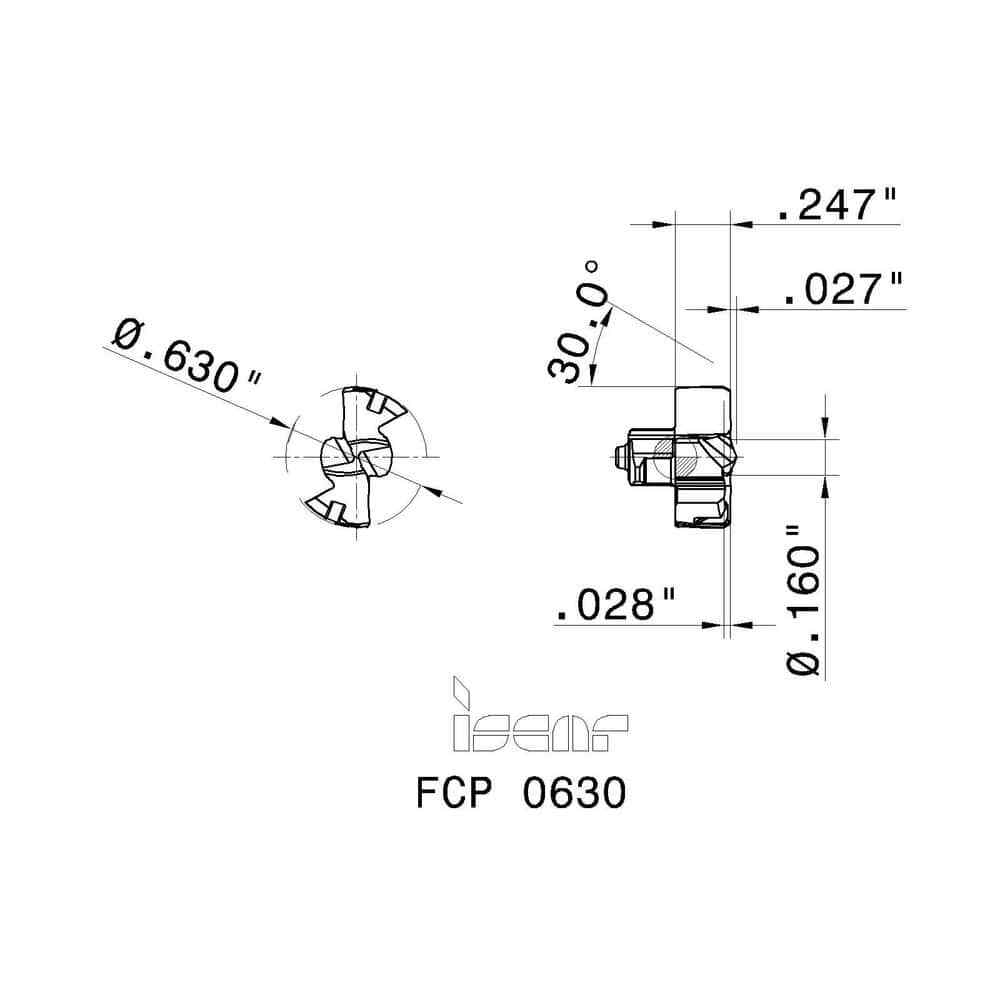 Iscar Series FCP, 0.63" Diam Grade IC908 Replaceable Drill Tip Carbide ...