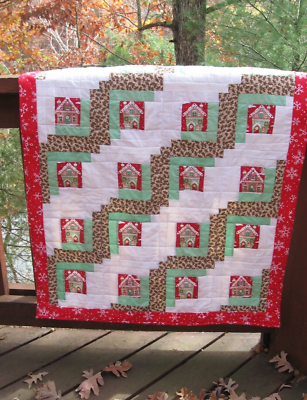 Handmade Gingerbread Cabins Patchwork Topper Quilt. 32" x 39" | eBay