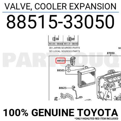 8851533050 Genuine Toyota VALVE, COOLER EXPANSION 88515-33050 | eBay
