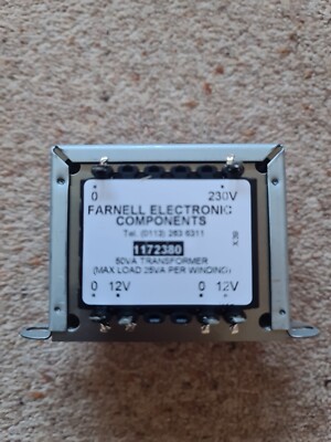 FARNELL ELECTRONIC COMPONENTS 1172380 50VA TRANSFORMER (MAX LOAD 25VA ...