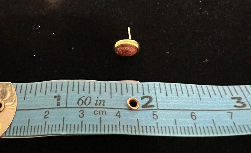 GOLD EARRING gemstone single stud earring vintage oval | eBay Australia