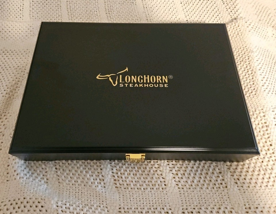 Brand New Longhorn Steakhouse Steak Knives, Set of 4 with Wood Case | eBay