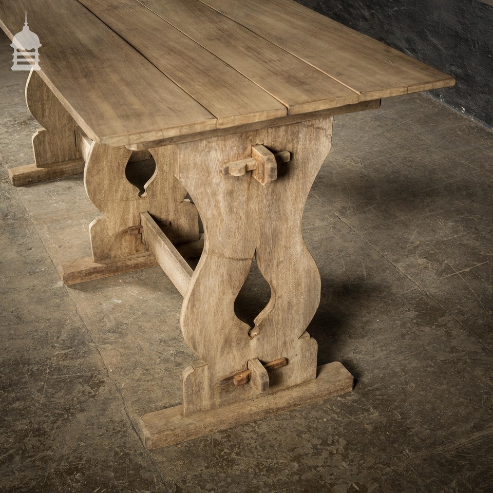 Vintage 4 Plank Iroko Dining Table With Weathered Finish | eBay UK