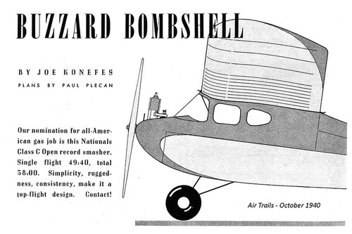 Model Airplane Plans (FF): Vintage Buzzard Bombshell 72" by Joe Konefes ...