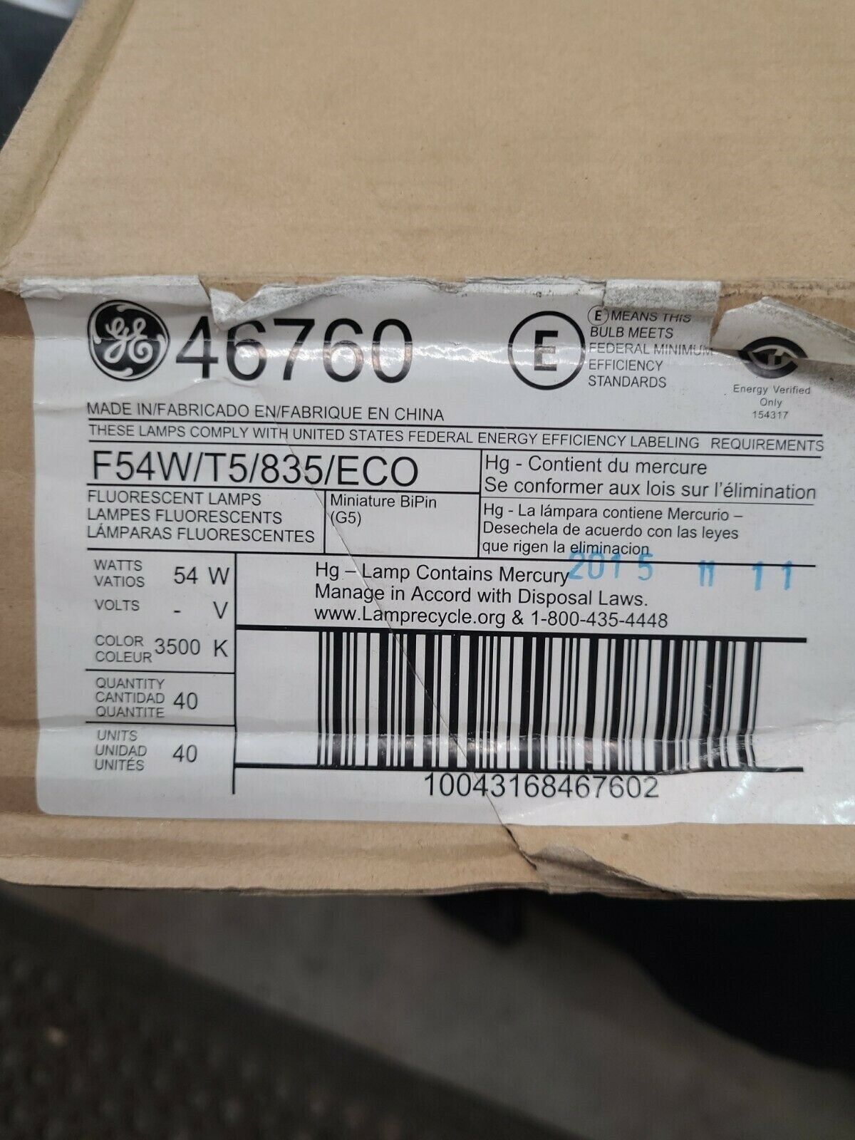 GE 46760 Starcoat T5 Fluorescent Tube F54W / T5 / 835 / ECO, 48-LOT OF ...