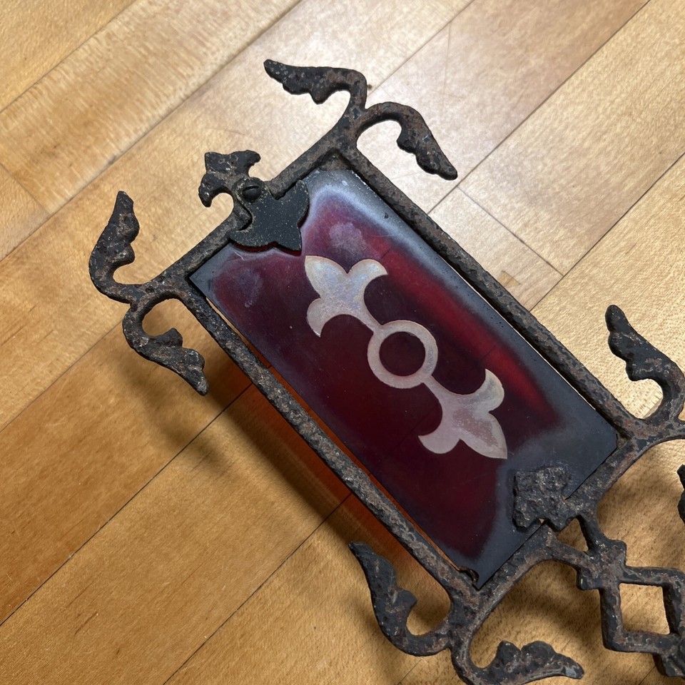 ANTIQUE LIGHTNING ROD WEATHERVANE IRON ARROW(ONLY) w/ETCHED RUBY GLASS ...