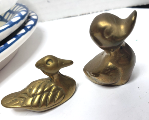 Vintage Miniature Solid Brass Set of 2 Ducks MCM Figures | eBay