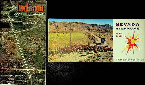 1957 INDIANA & 1965 NEVADA ROAD MAPS - E14-K | eBay