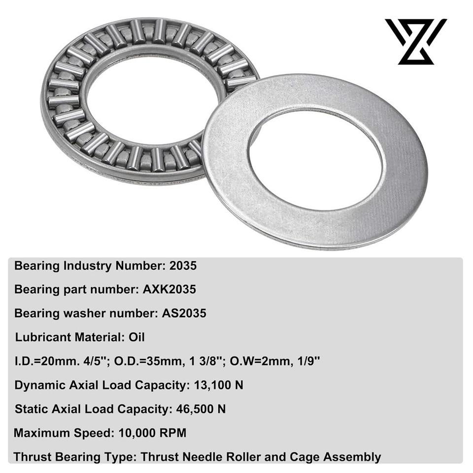 2pcs AXK2035 Thrust Needle Roller Bearings with Washers 20x35x2mm | eBay