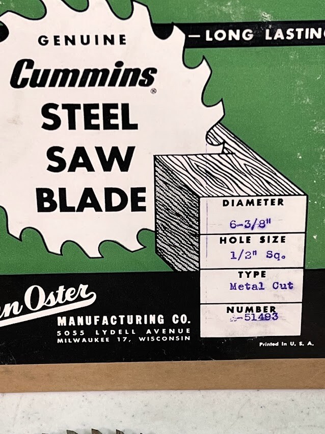 Vintage John Oster CUMMINS Steel METAL CUT 6 3/8 SAW Blades/Maxaw ...