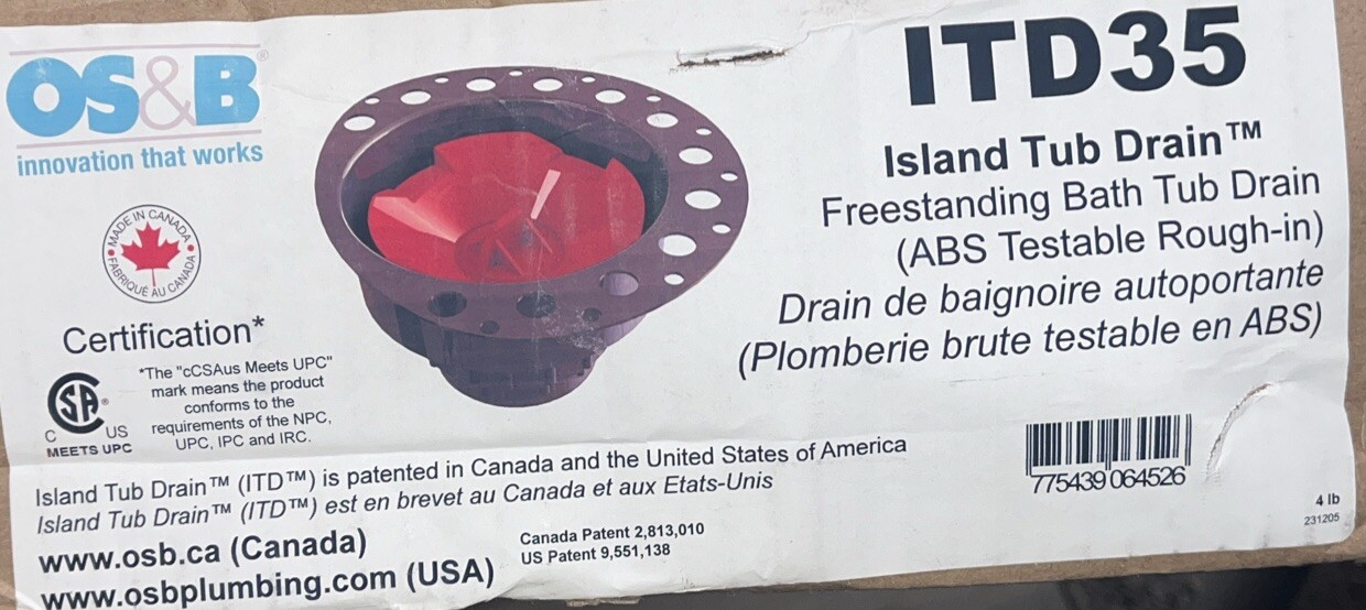 New OS&B Island Freestanding Bath Tub Drain Kit ITD35 | eBay