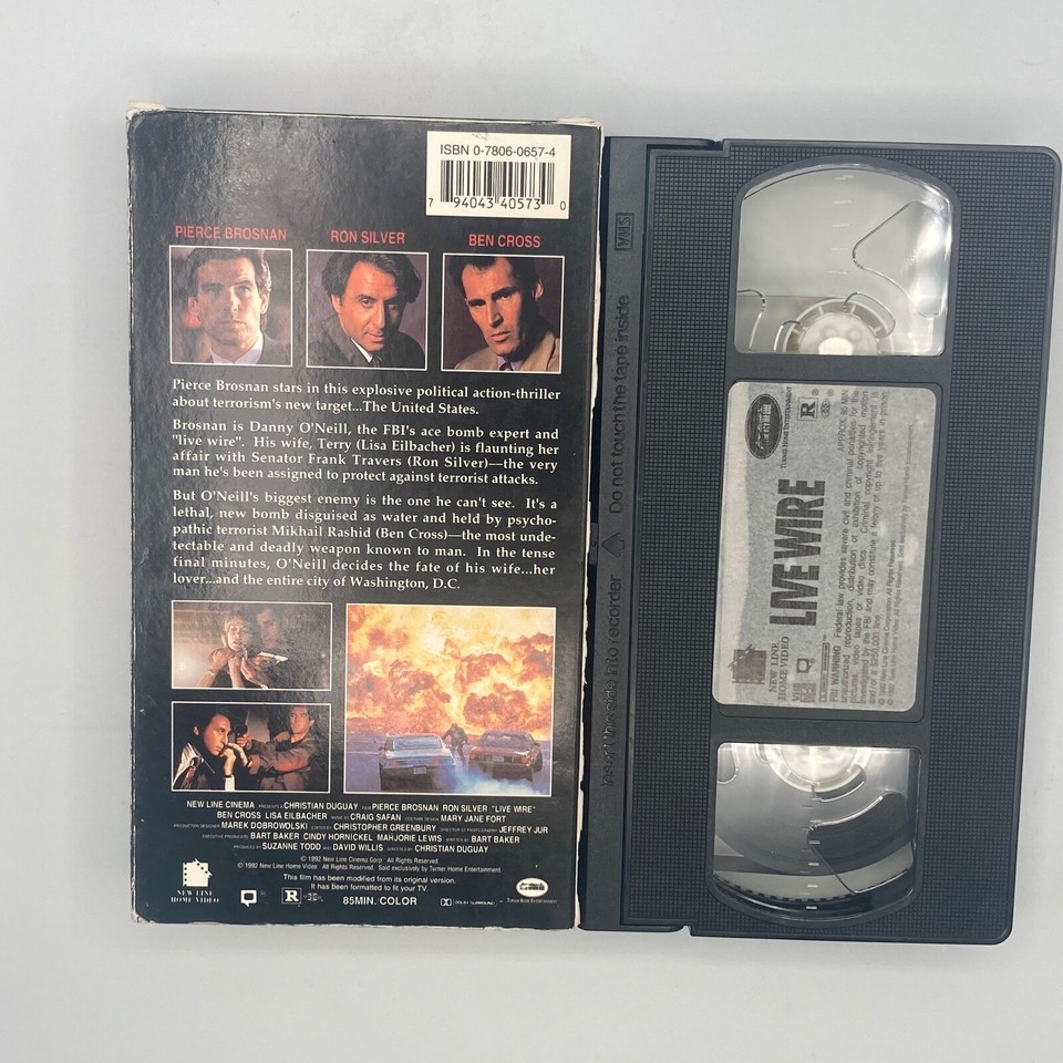 Live Wire (1992), VHS Movie, New Line Home Video (1992), P. Brosnan x C ...