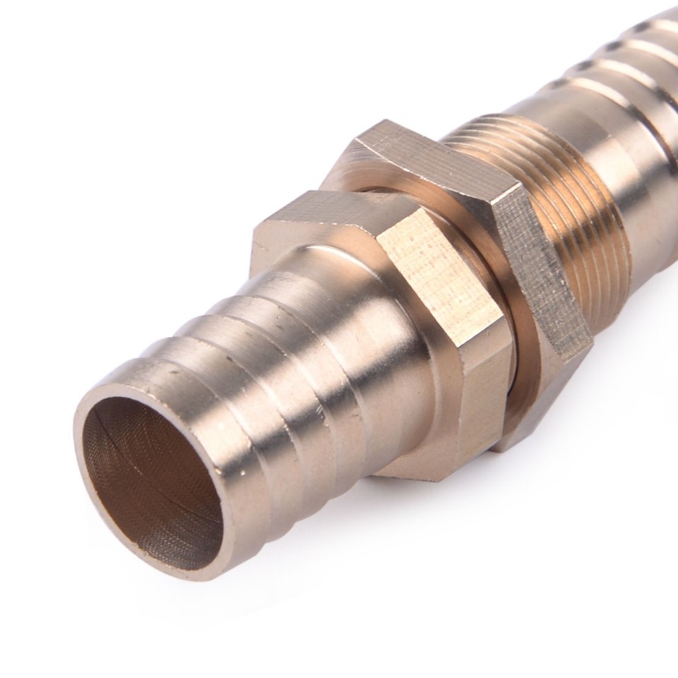 2pcs 16mm Brass Bulkhead Fitting Barb Straight Connector Joiner Water ...