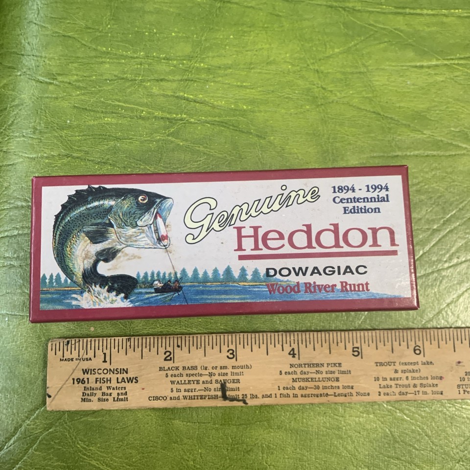 Heddon Wood River Runt Centennial Edition w/Box, Fishing Lure & Paper ...