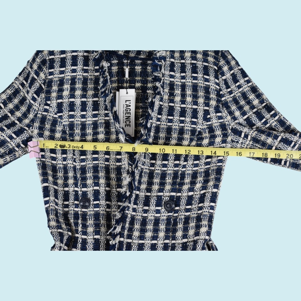 L'Agence Coat Women's Size 2 Blue Tweed Zuri Half Duster Blazer Jacket ...