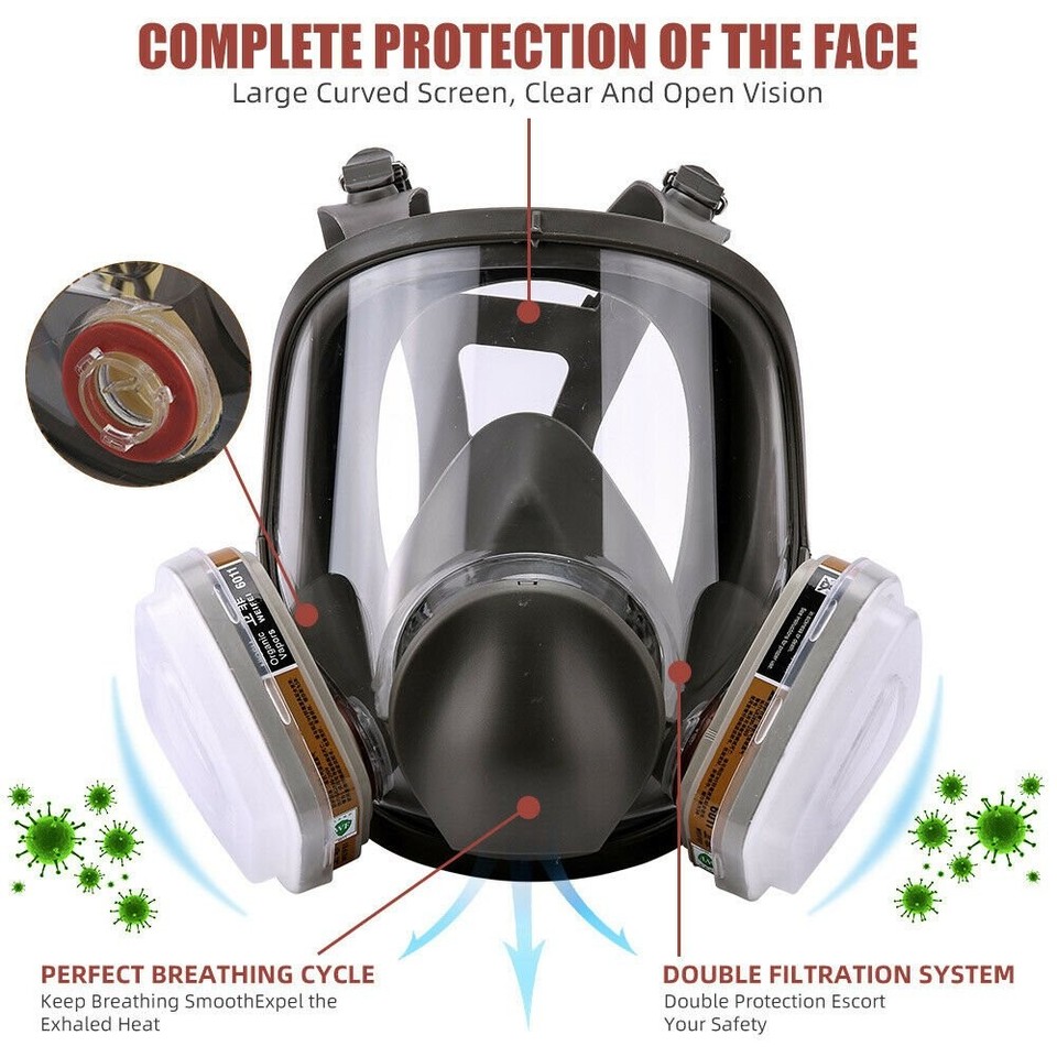 15 IN 1 Gas Mask Full Face Respirator Paint Spray Chemical Facepiece ...