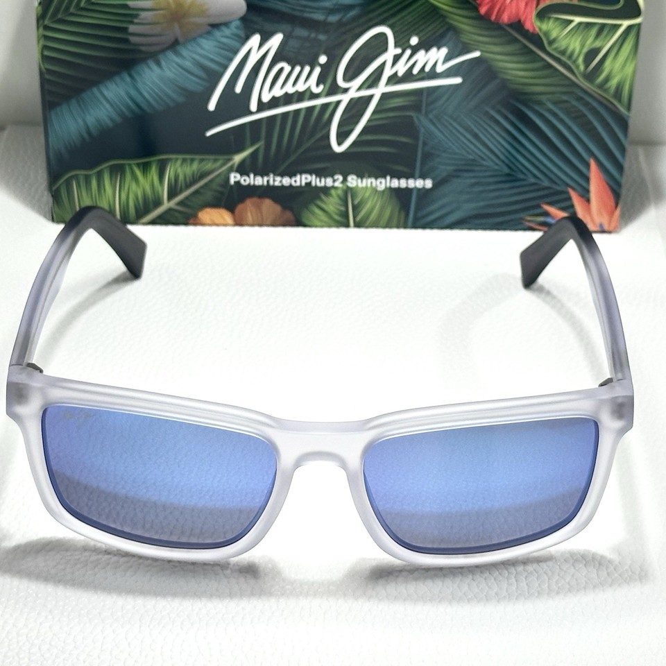 NEW Maui Jim Stone Shack Matte Crystal Polarized Blue Hawaii Sunglasses ...