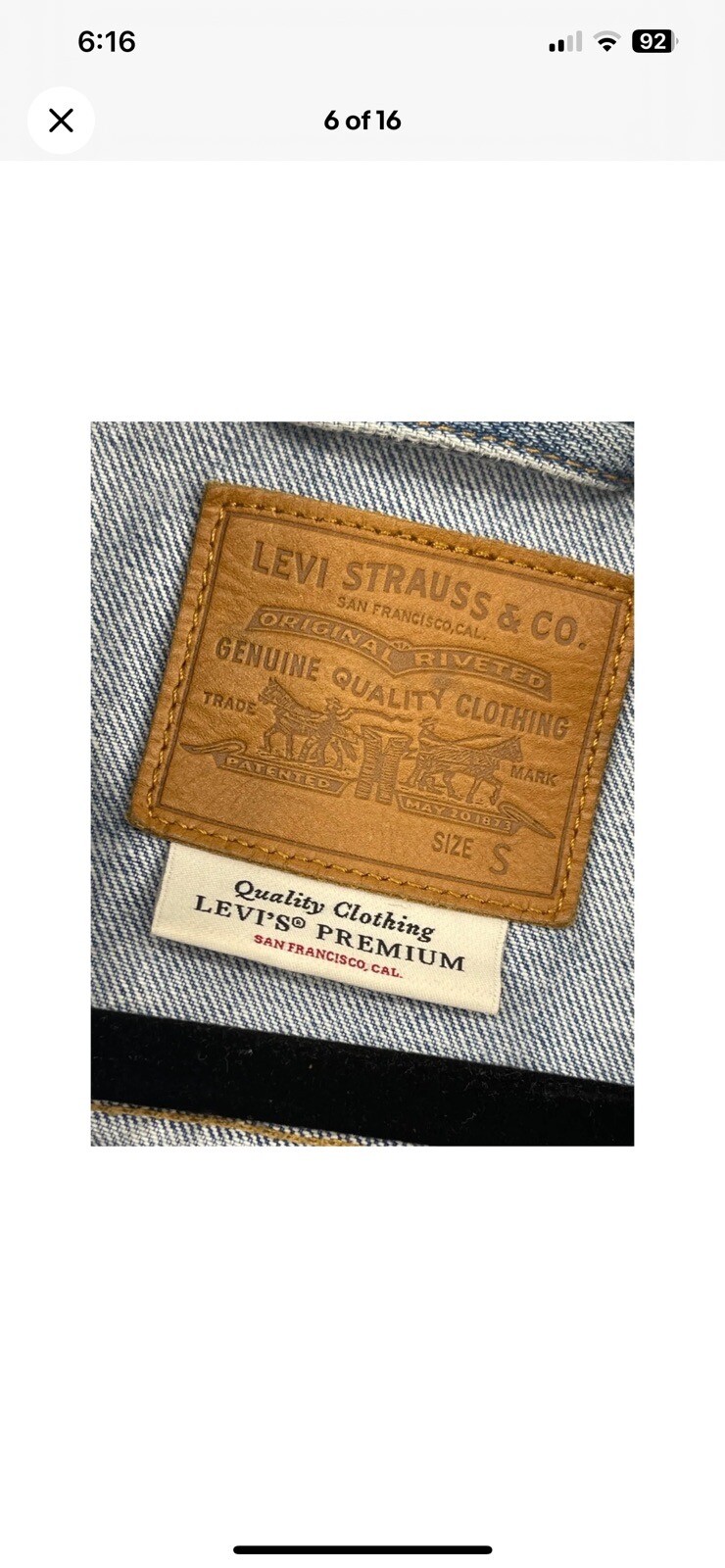 Levis Extra Long Trucker Jacket Womens Small Blue Jea… - Gem
