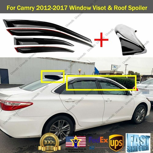 WINDOW VISOR RAIN/SUN VENT & Rear Roof Spoiler Wings Fit 2012-2017 ...