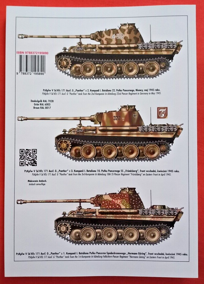 Militaria Tank Power Vol.CCLXXVI Ledwoch 589, Pz Kpfw V PANTHER COLOUR ...