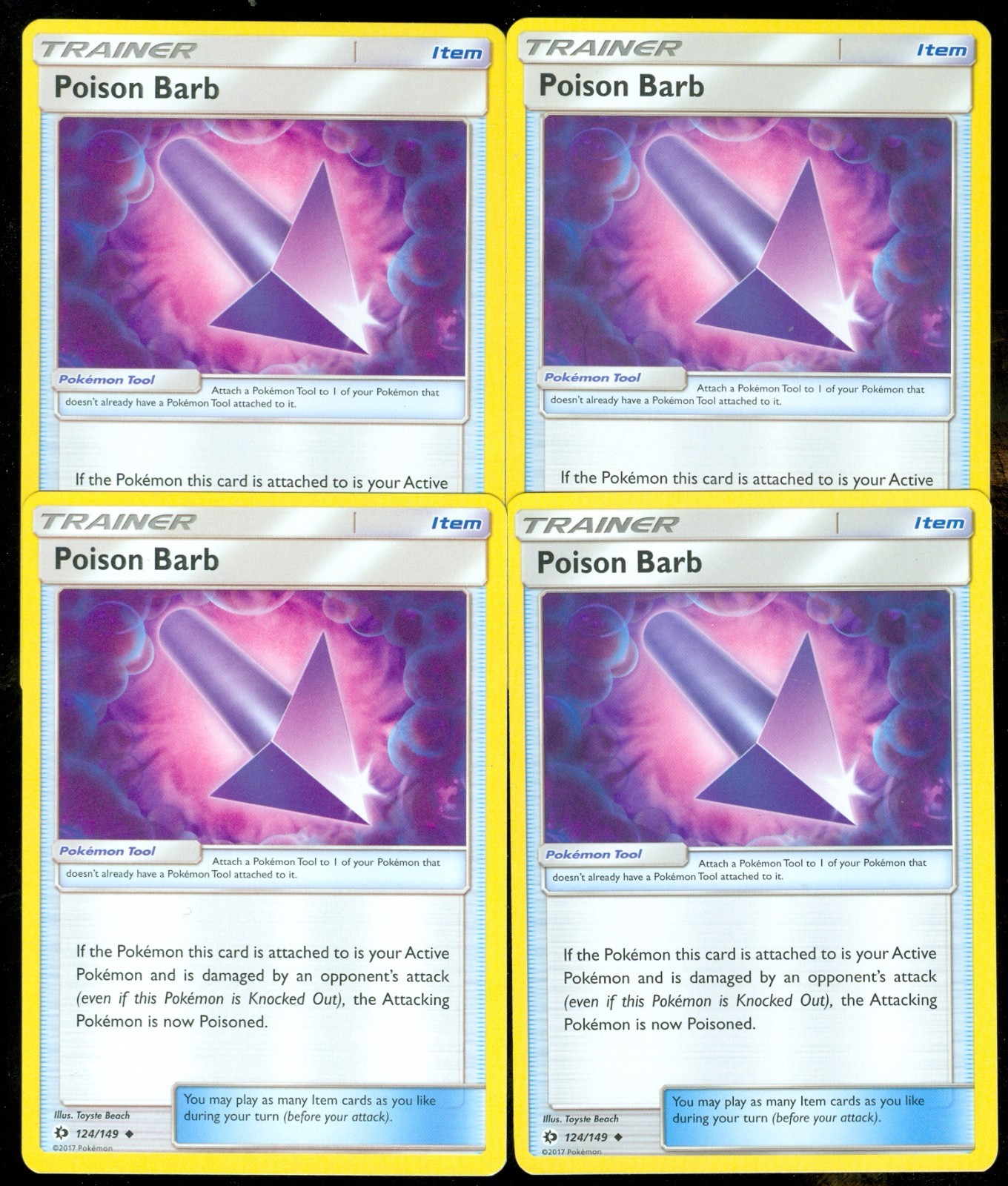 Pokemon POISON BARB 124/149 - Sun & Moon - - MINT 4X | eBay
