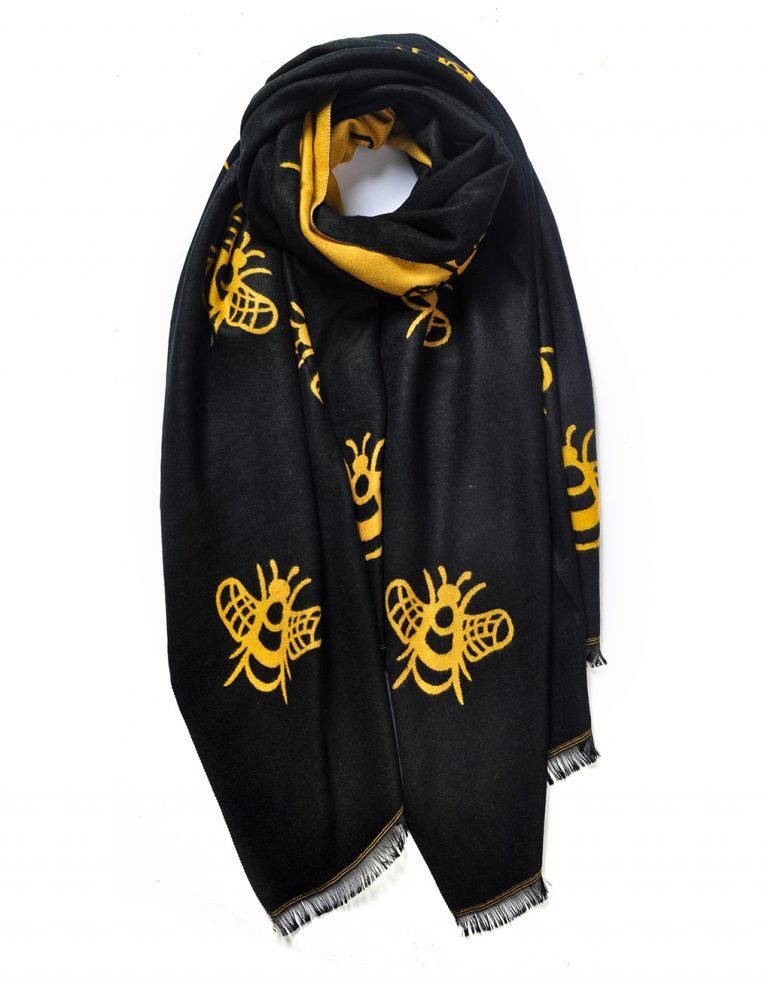 Women Premium Big Bee Print Winter Scarf Ladies Warm Head Neck Wrap ...