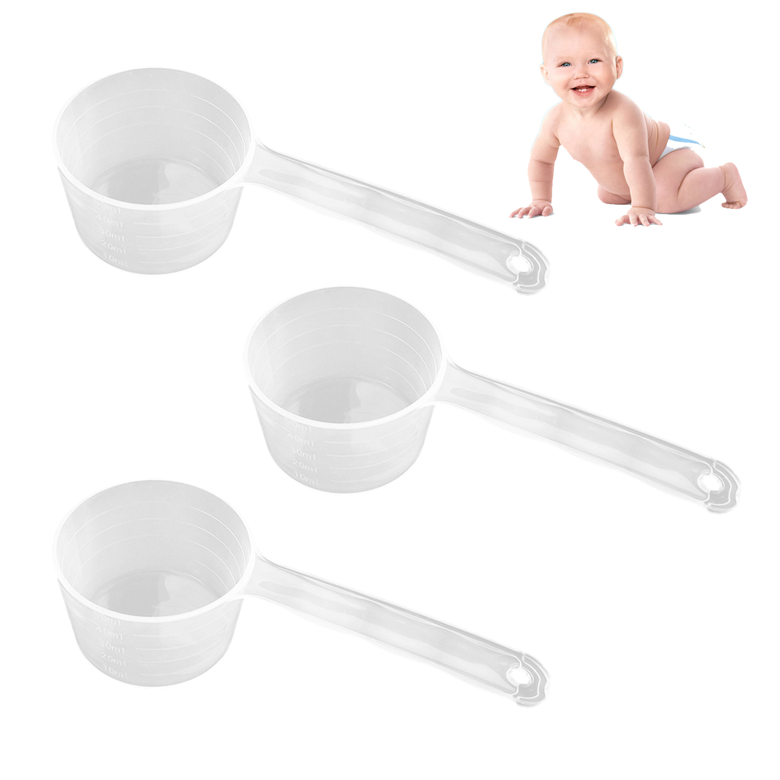 3pcs 50ml Dosing Long Handle Portable Small With Scale Protein ...