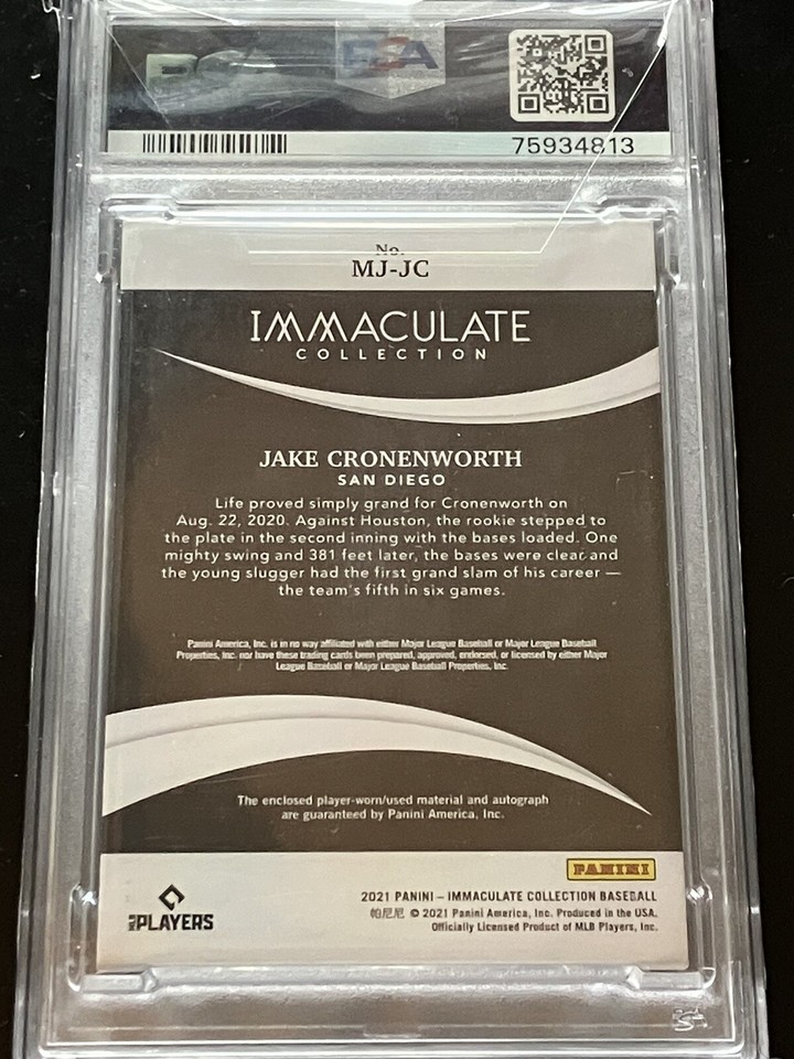 2021 Panini Immaculate Brand Logos 1/1 Jake Cronenworth #MJ-JC Auto RC ...