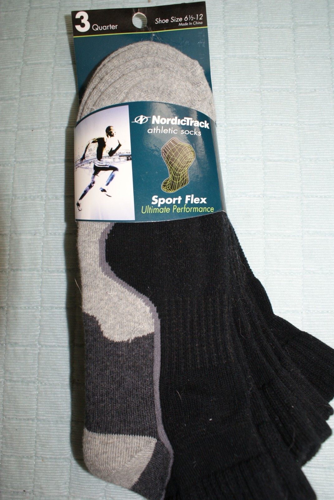 NordicTrack Mens Athletic Socks Sports Flex Size 6.5-12 NEW Black Gray ...