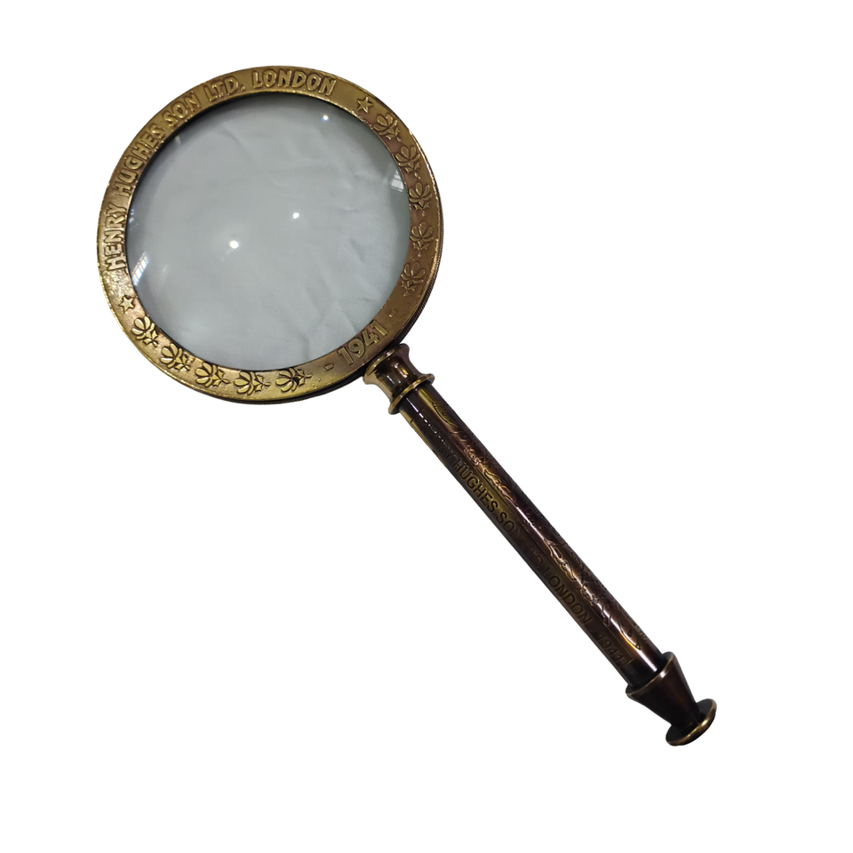 Antique Heavy Brass Magnifying Glass Solid Vintage Magnifier & A ...