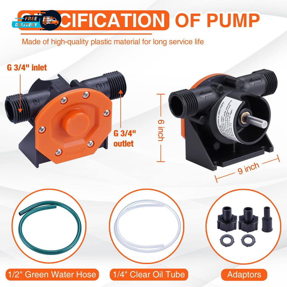 Self Priming Water Drill Pump Attachment with Suction and Discharge ...