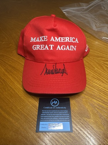 PRESIDENT DONALD TRUMP SIGNED AUTOGRAPH HAT w/ COA MAKE AMERICA GREAT ...