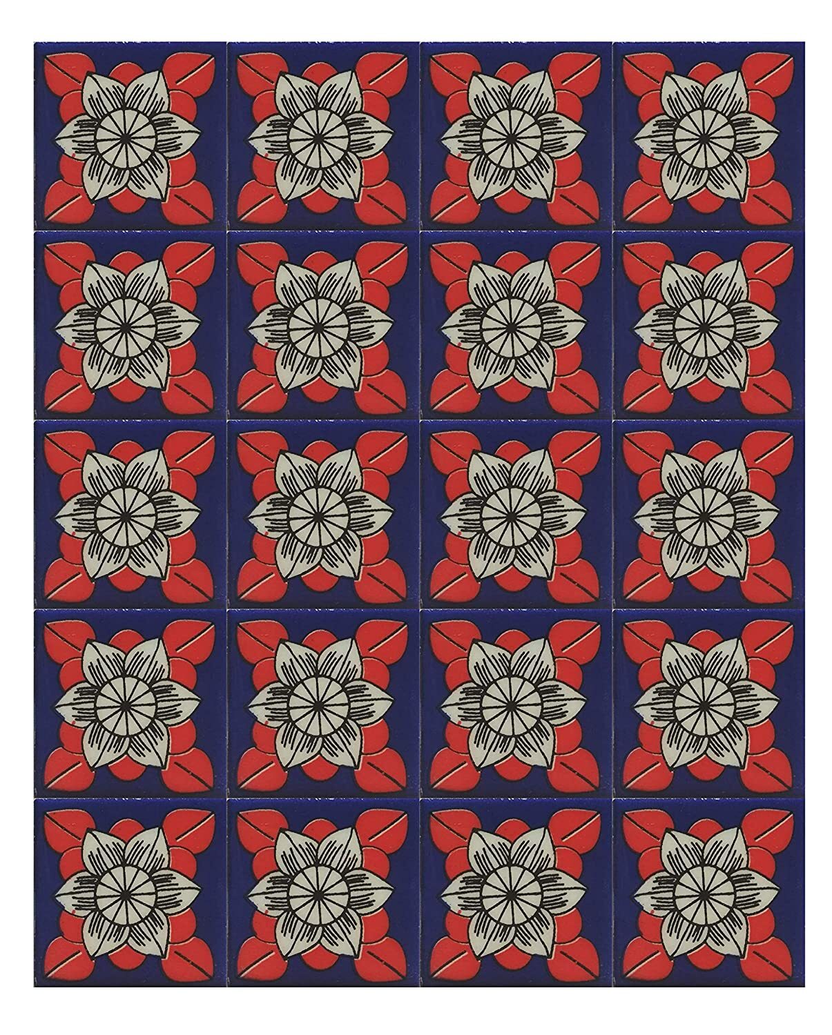 Blue Art Pottery Patterned Decorative Ceramic 2 x 2 inch Tiles Pack of ...