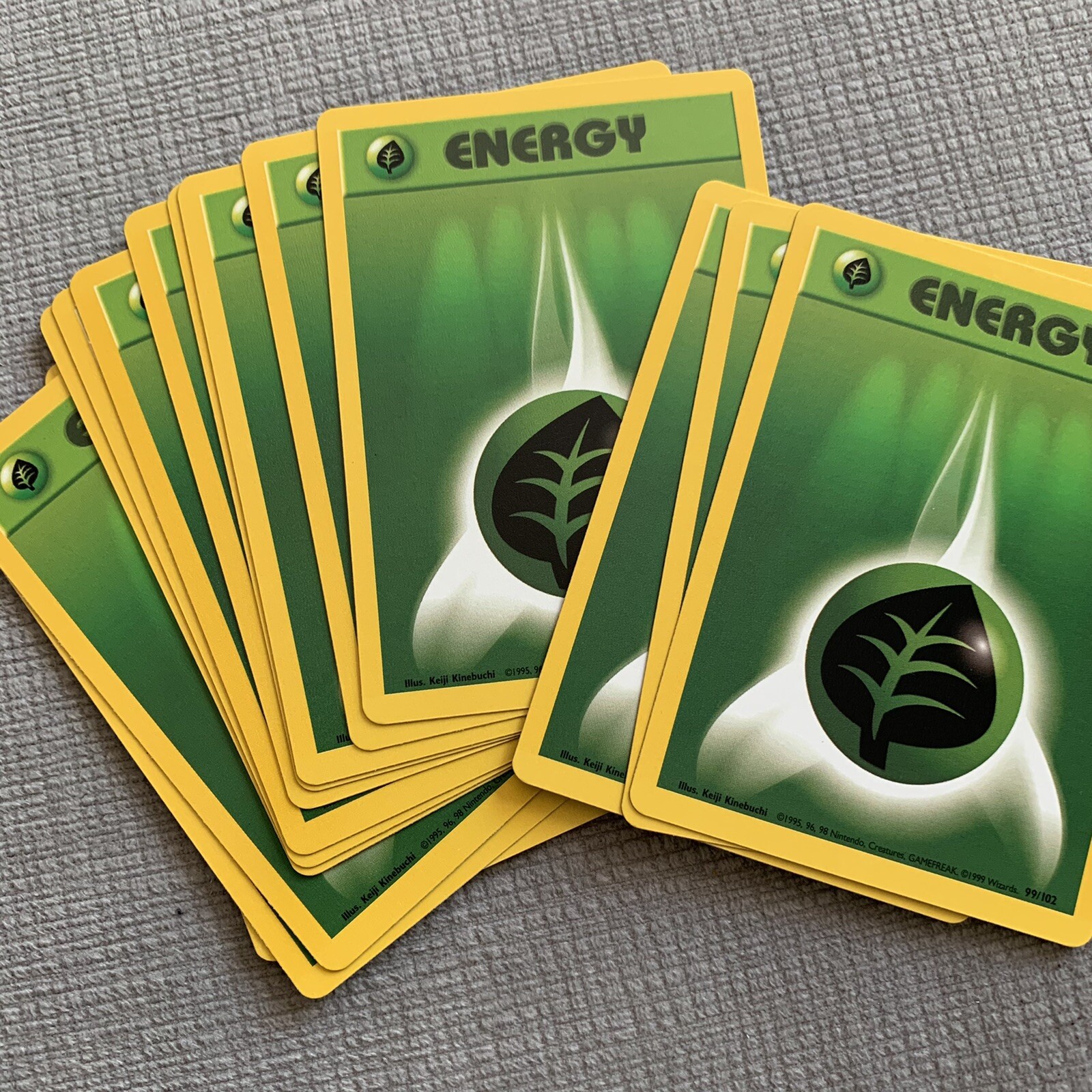 Pokemon Cards: Set of 6 Leaf Grass Energy 99/102 Shadowless Base Set ...