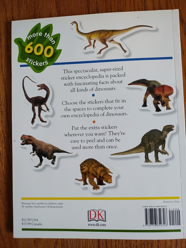 Sticker Encyclopedia Dinosaurs for kids, more than 600 stickers (only 4 ...