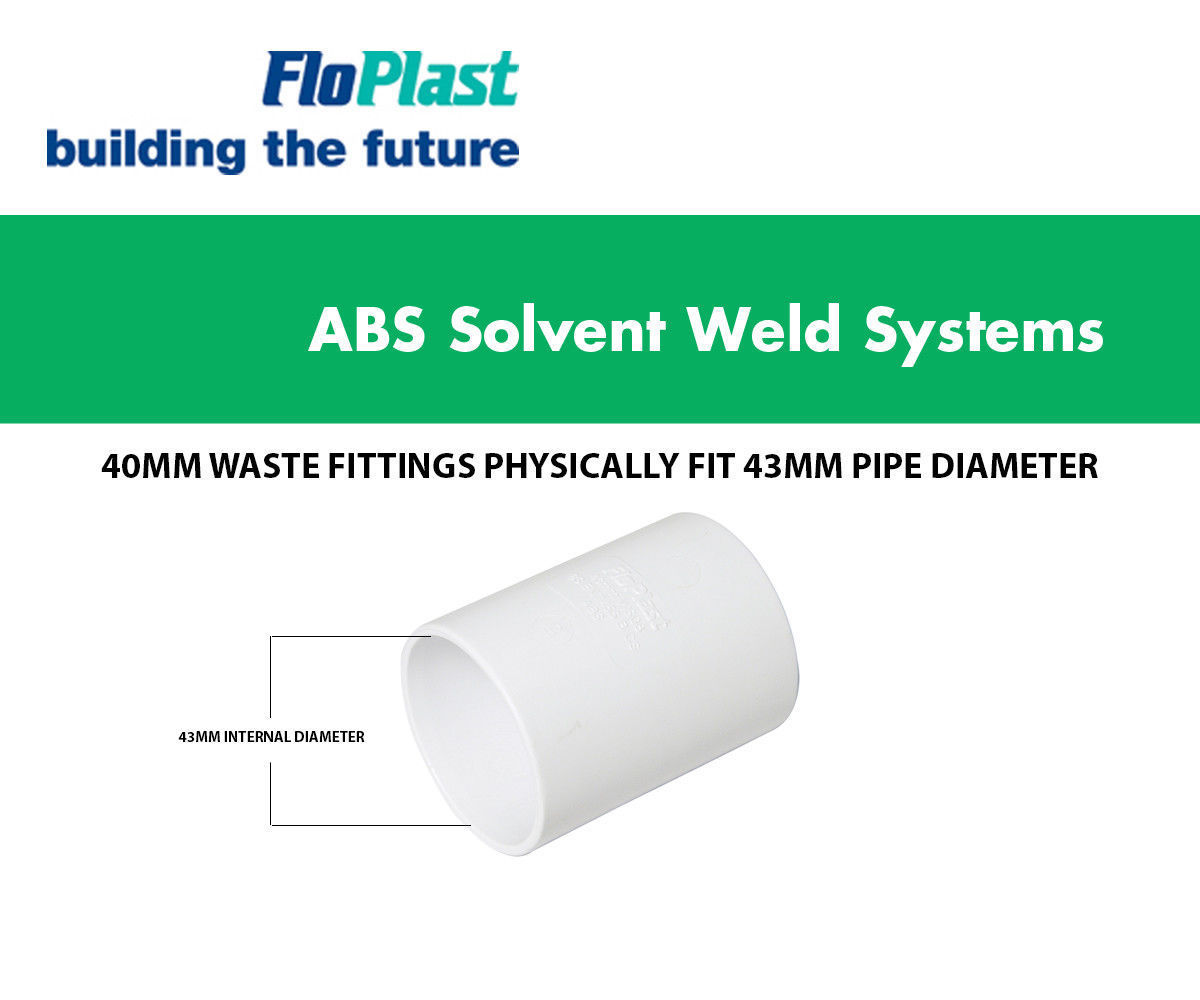 Floplast WS11BL 40mm (43mm) ABS Solvent Weld Waste - 90° Bend - Black ...
