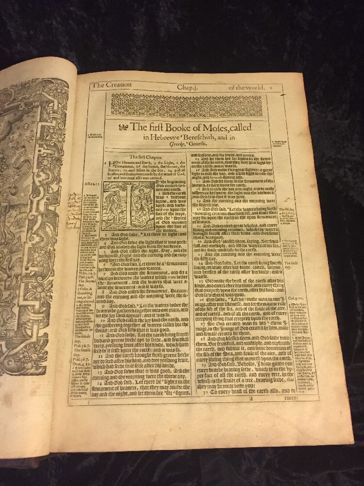 1602 Rare Bishops Bible COMPLETE Title 1611 KJV Woodcut HUGE | eBay