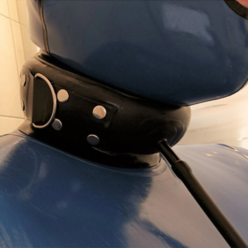 Inflatable Latex Collar Back Zipper 1.0mm Thickness Bondage Rubber Neck ...