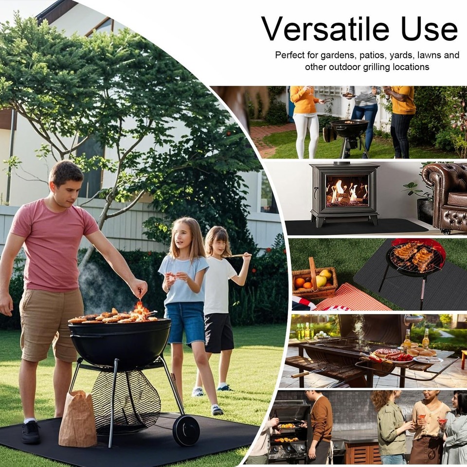 193x120 cm Fireproof Grill Mat Double-Sided Heavy Duty BBQ Mat for ...