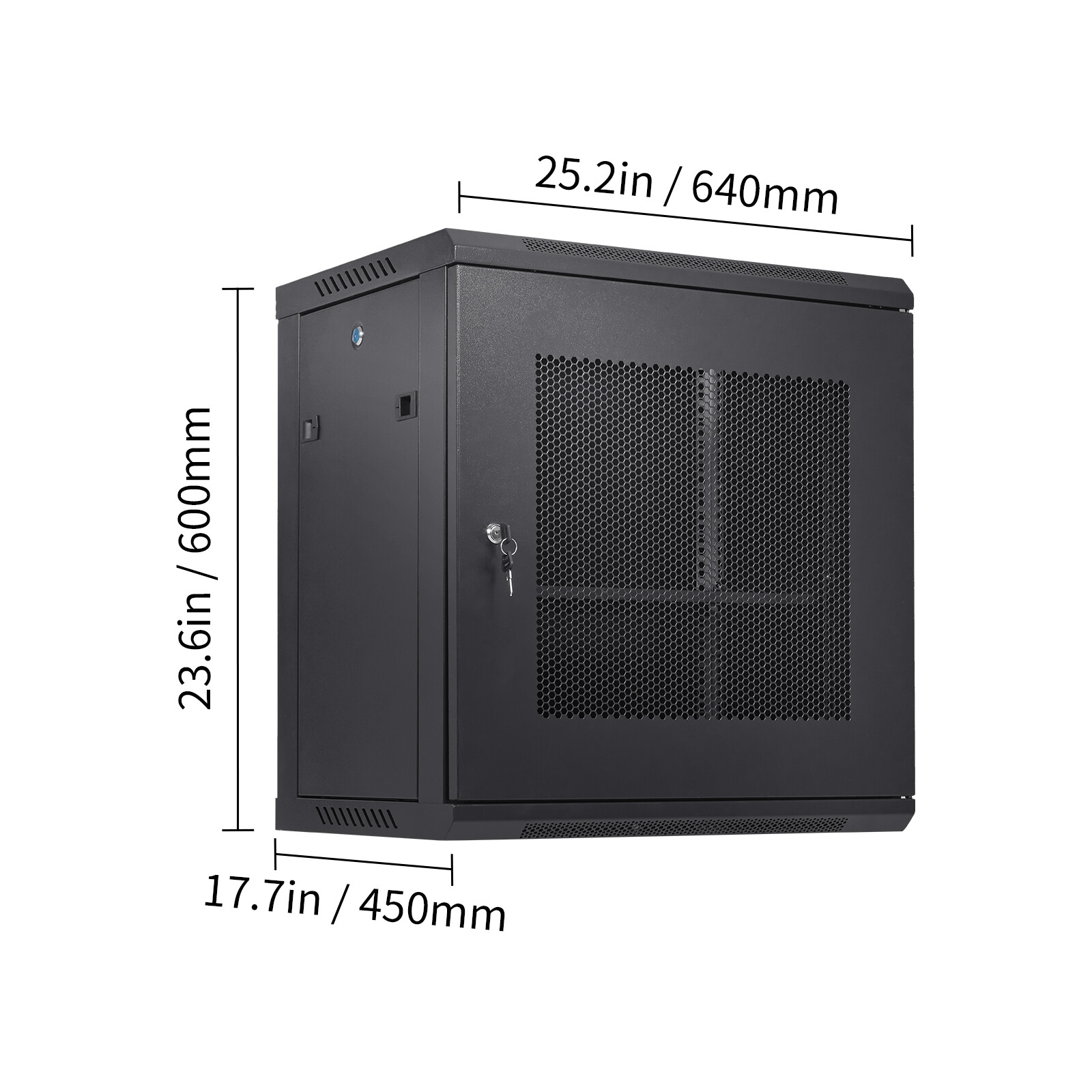 VEVOR 12U Wall Mount Network Server Rack Cabinet Enclosure 15.5'' Deep ...