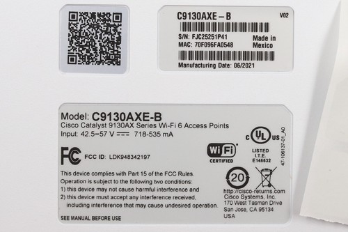 Cisco Catalyst 9130AX Series C9130AXE-B Wi-Fi 6 Access Point Tested ...