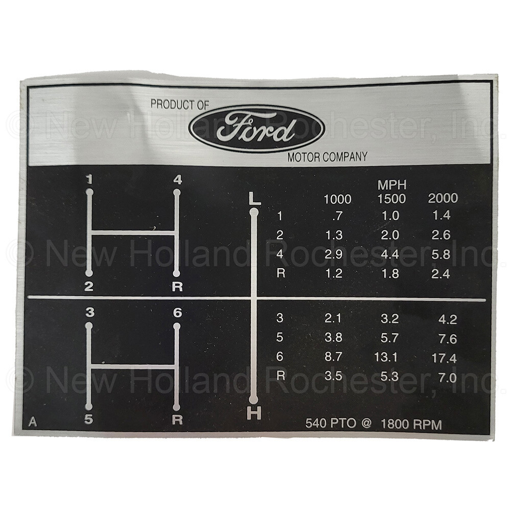 Shift Pattern Decal Fits Ford D0NN7B292A 6 Speed 3000 335 3400 3600 for ...