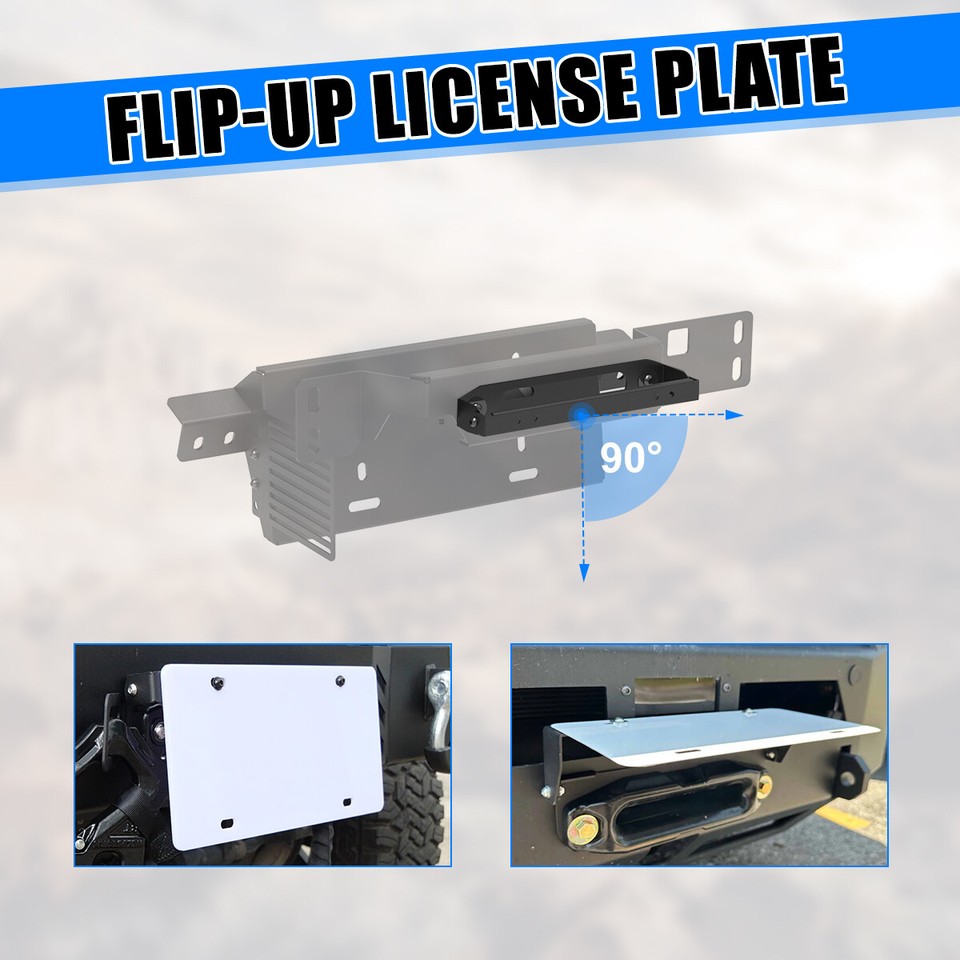 For 2017-2025 Ford F-250 F350 Black Front Textured Steel Hidden Winch ...