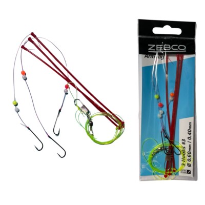 Zebco 3-Hook Arm Rig Sea Fishing Pre-Tied Tangle Free Rigs Saltwater ...