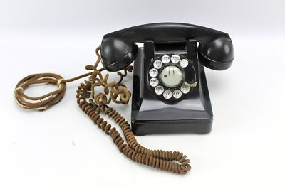 Vintage Bell System 302 Black Deco Rotary Dial Desk Phone F1 Bakelite ...