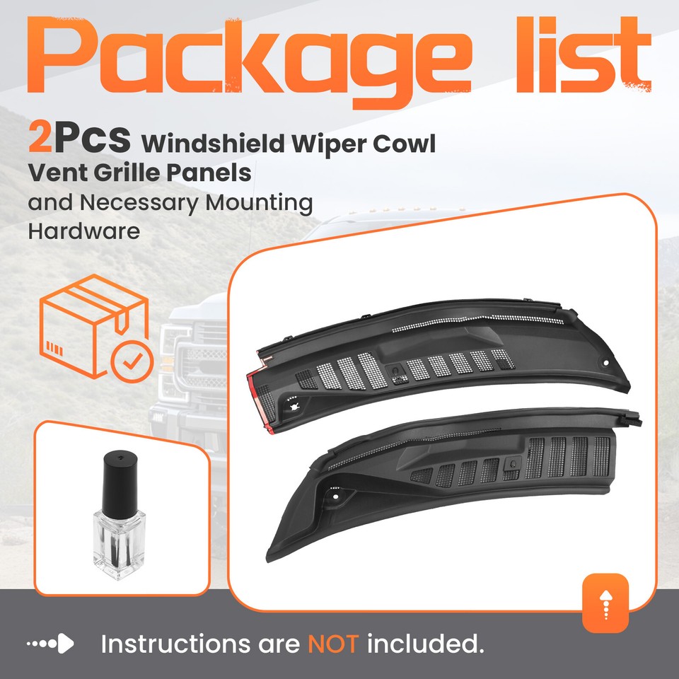 Windshield Wiper Cowl Panel Grille Set For 2017-2022 Ford F250 F350 ...